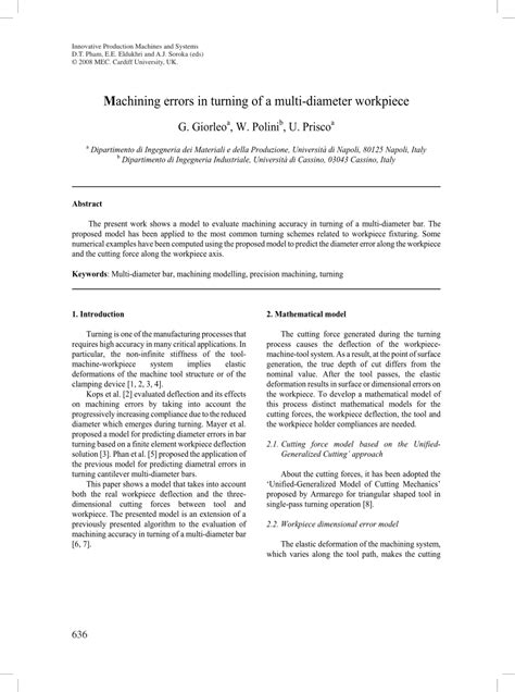 Pdf Machining Errors In Turning Of A Multi Diameter Workpiece
