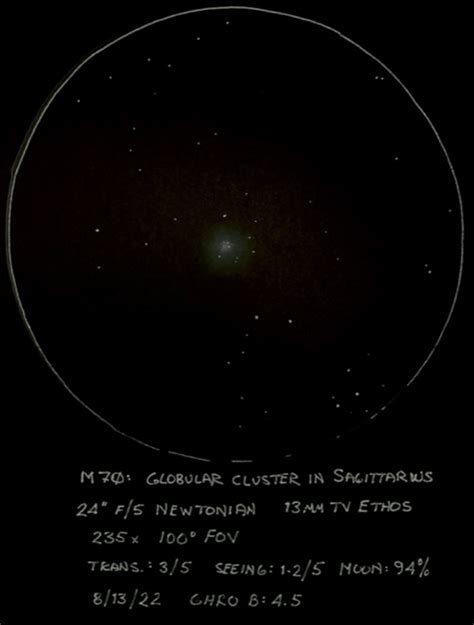 M70 A Globular Cluster In Sagittarius Sketching Cloudy Nights