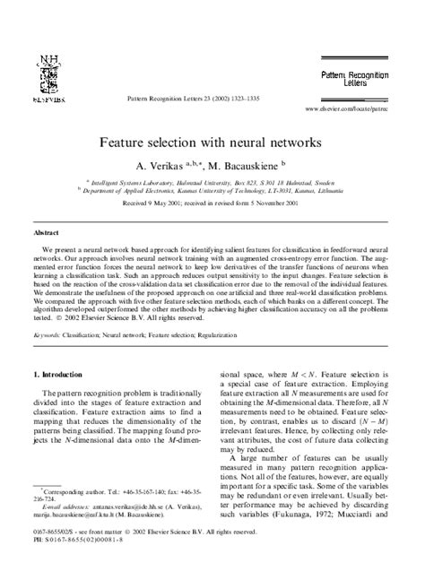 pdf feature selection with neural networks