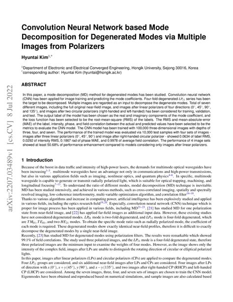 Convolution Neural Network Based Mode Decomposition For Degenerated Modes Via Multiple Images