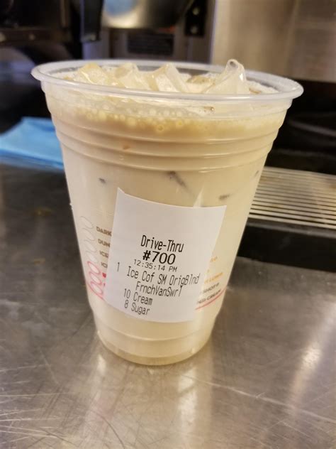 Small Iced Coffee With Just A Splash Of Coffee R Dunkindonuts