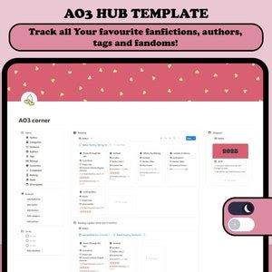 Ao3 Notion Tracker Fanfiction Notion Template Notion Hub Fanfiction