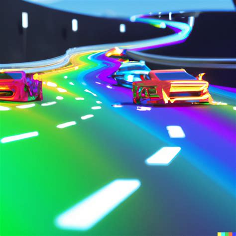 Cars Driving On Rainbow Road Unreal Engine Dall·e 2 Openart