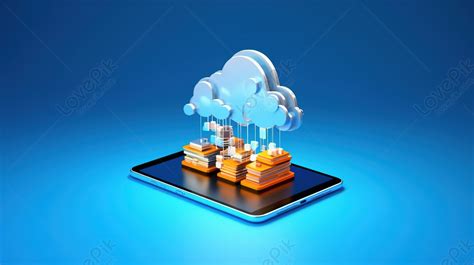 놀라운 3d 렌더링 모바일 장치 및 노트북을 위한 파란색 배경의 클라우드 스토리지 놀라 배경 저장 장치 배경 데이터 공유 배경 이미지 Hd 놀라 저장 장치