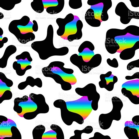 스퀘어 레인보우 표범 원활한 패턴 흰색 배경에 홀로그램 반점 레인보우 레오파드 벡터 0명에 대한 스톡 벡터 아트 및 기타 이미지 0명 검은색 고양잇과 Istock