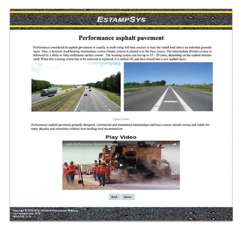 Screenshot Of The Asphalt Pavement Performance Page Download Scientific Diagram