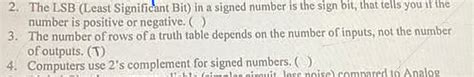 Solved The Lsb Least Significant Bit ﻿in A Signed Number