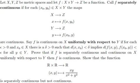 Solved Let X Y Z Be Metric Spaces And Let F XxY Z Be Chegg Com