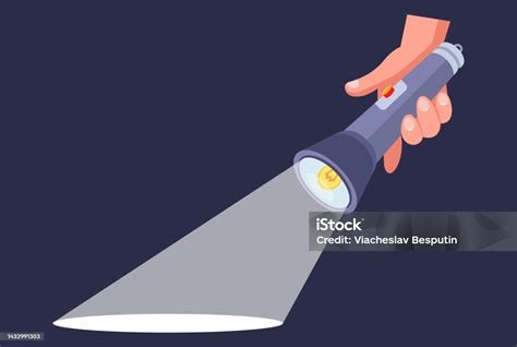 손전등을 들고 길을 비춥니다 플랫 벡터 일러스트레이션 손전등에 대한 스톡 벡터 아트 및 기타 이미지 손전등 랜턴 손 Istock