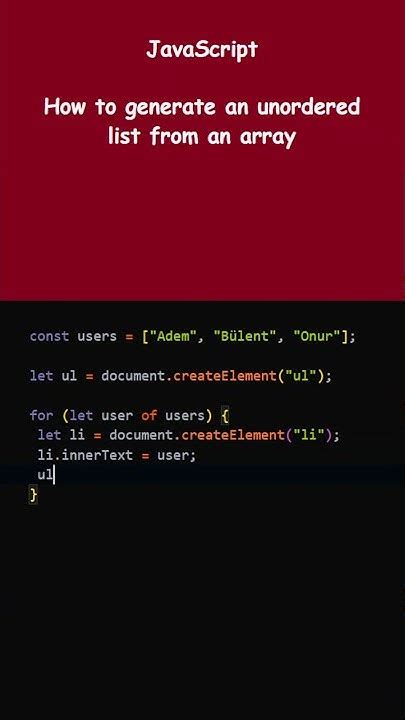 Javascript How To Generate An Unordered List From An Array Youtube