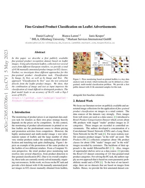 Pdf Fine Grained Product Classification On Leaflet Advertisements