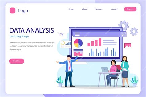 Premium Vector Data Analysis Landing Page Website Flat Vector Template