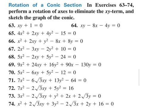 solved rotation of a conic section in exercises 63 74