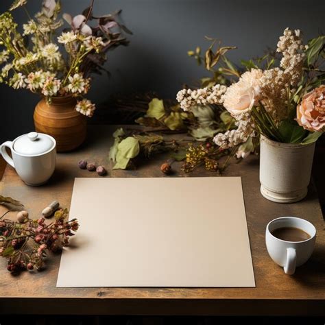 Premium Ai Image Elevating Elegance Topview Blank Canvas Desktop Set
