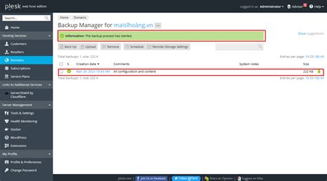 Hướng Dẫn Tạo Bản Backup Plesk Nhan Hoa Knowledgebase