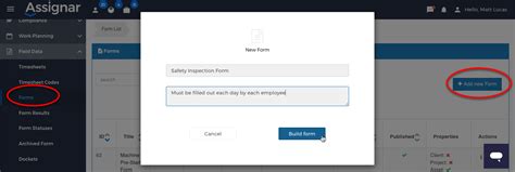 Build A Form Assignar Support