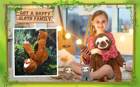 Kasyat 5 Pcs Sloth Plush Toy Set 13 Inch Mommy Sloth