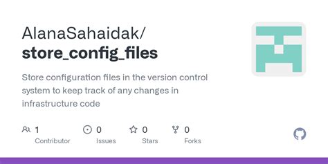 GitHub AlanaSahaidak Store Config Files Store Configuration Files In The Version Control