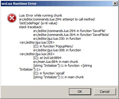 Lua ZeroBrane Studio Runtime Error With Tab Right Click Menu Save As Stack Overflow