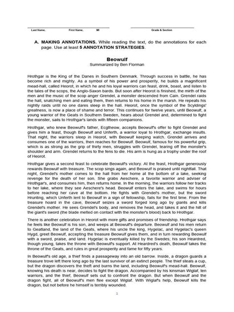 beowulf part 2 plot diagram analysis