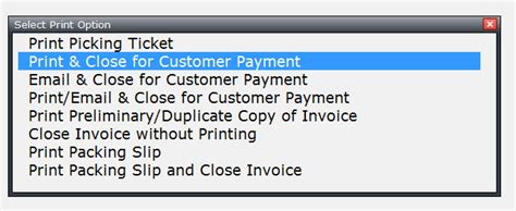 Printing A Counter Invoice