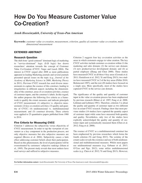 Pdf How Do You Measure Customer Value Co Creation