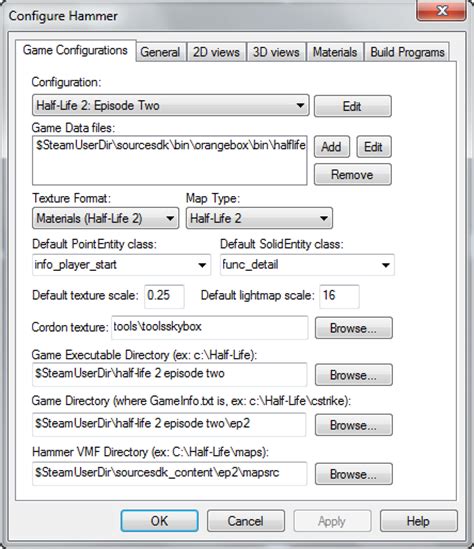 Hammer Game Configurations Valve Developer Community
