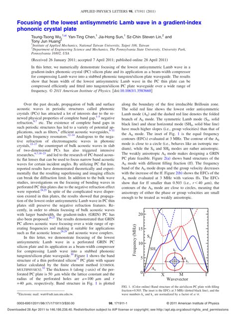 Pdf Focusing Of The Lowest Antisymmetric Lamb Wave In A Gradient