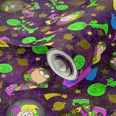 Jesters In Space Cute Aliens And Wallpaper Spoonflower