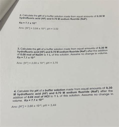 solved 2 calculate the ph of a buffer solution made from