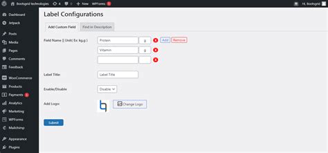 Personalized WooCommerce Label Generator Bootsgrid