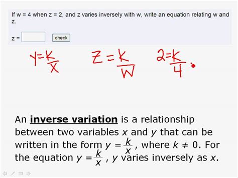 Write An Equation For Inverse Variation Youtube