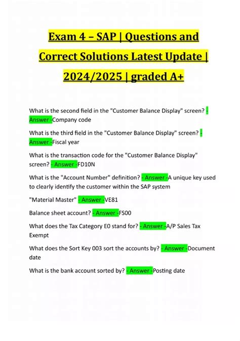 exam 4 sap questions and correct solutions latest update 2024