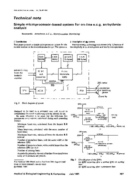 pdf simple microprocessor based system for on line e c g arrhythmia
