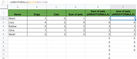 How To Use ARRAYFORMULA Function In Google Sheets