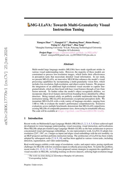 Mg Llava Towards Multi Granularity Visual Instruction Tuning 智源社区论文