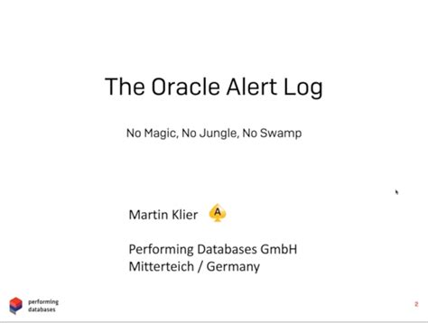 Doag 2020 Datenbank The Oracle Alert Log Doag Ev
