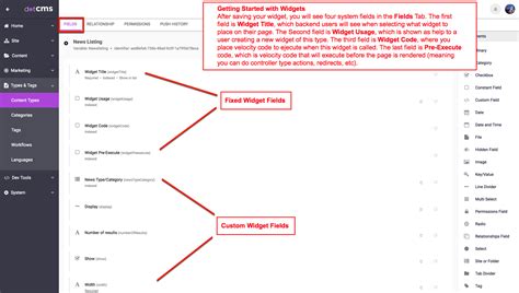 adding a widget content type dotcms