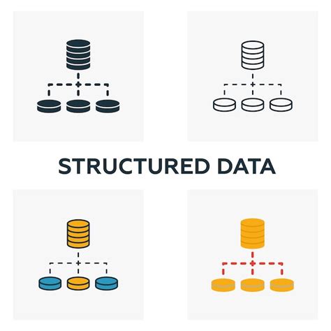 Premium Vector Structured Data Icon Set Four Elements In Diferent Styles From Big Data Icons