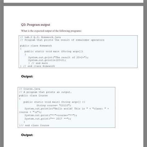 Solved Q3 Program Output What Is The Expected Output Of The