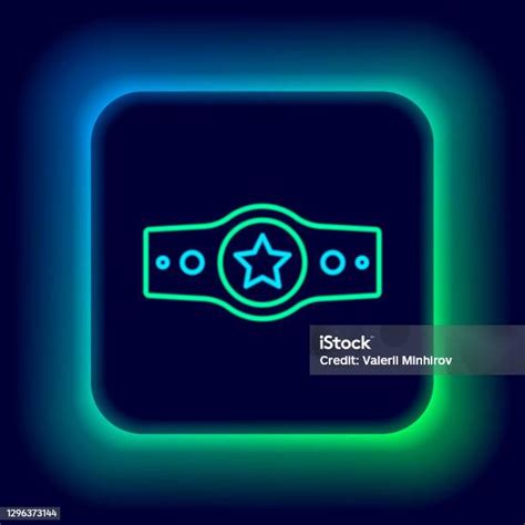 검은 색 배경에 고립 된 빛나는 네온 라인 복싱 벨트 아이콘 벨트 복싱 스포츠 챔피언십 우승자 싸움 상 다채로운 개요 개념 벡터 1위에 대한 스톡 벡터 아트 및 기타 이미지