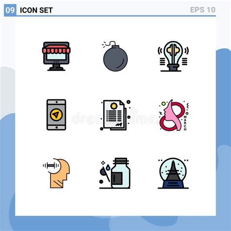 9 Universal Filledline Flat Colors Set For Web And Mobile Applications Agreement Mobile Apps