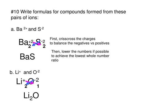 ppt 10 write formulas for compounds formed from these pairs of ions