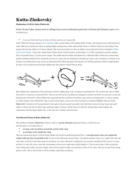 Kutta Joukowski Theorem Pdf Lift Force Flight
