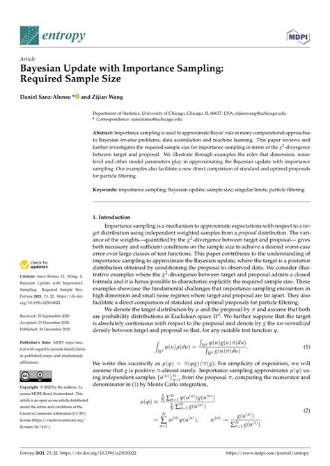 Pdf Bayesian Update With Importance Sampling Required Sample Size