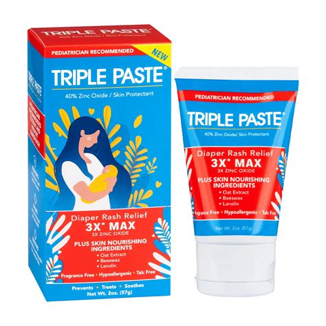 Triple Paste 3x Max Diaper Rash Ointment Maximum Strength Zinc Oxide