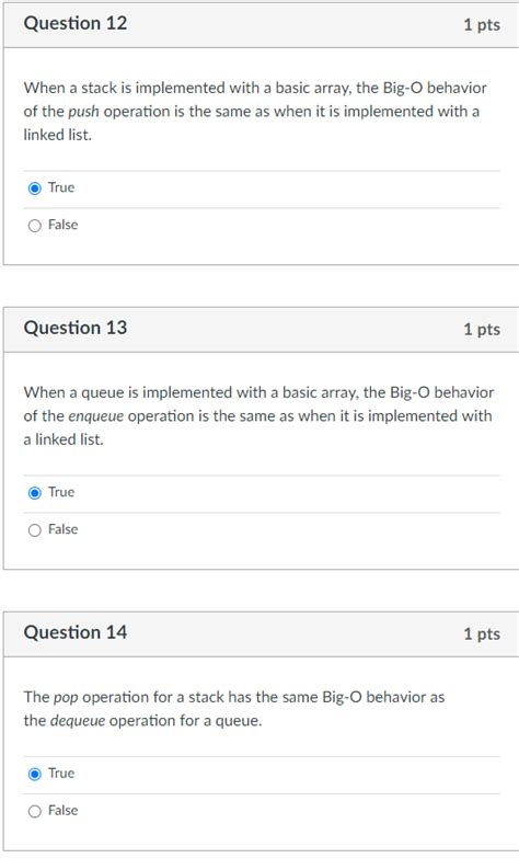 Solved Question 12 1 Pts When A Stack Is Implemented With A Chegg Com