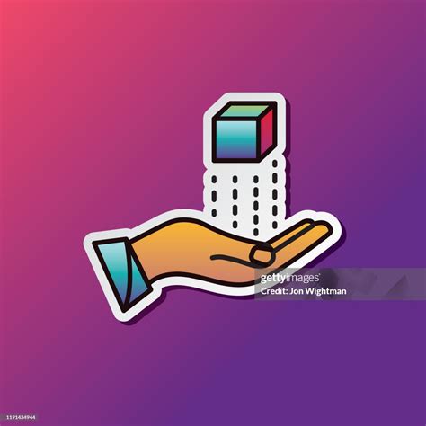 Smart Technology Data Thin Line Icon Sticker Synthwave Colors Handling Data High Res Vector