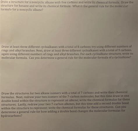 Solved Draw A Structure For A Noncyclic Alkane With Five