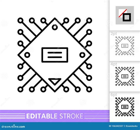 Microchip Simple Line Micro Processor Vector Icon Stock Vector Illustration Of Module Data